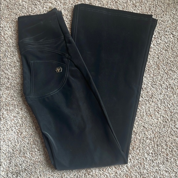 Freddy | Pants & Jumpsuits | Freddy Leather Faux Velvet Black Flare ...